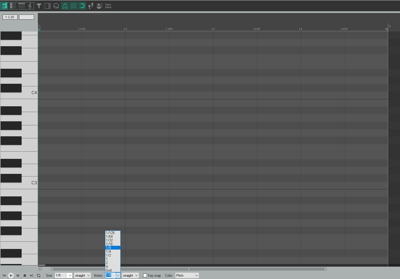 Reaper: Piano Roll : Note Lengths - Crotchets and Quavers - Untidy Music